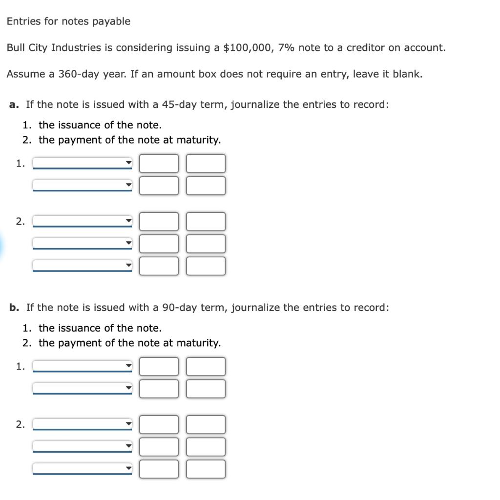 Solved Entries for notes payable Bull City Industries is | Chegg.com
