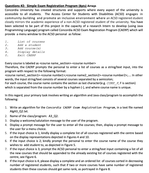 Solved Questions \#2: Simple Exam Registration Program | Chegg.com