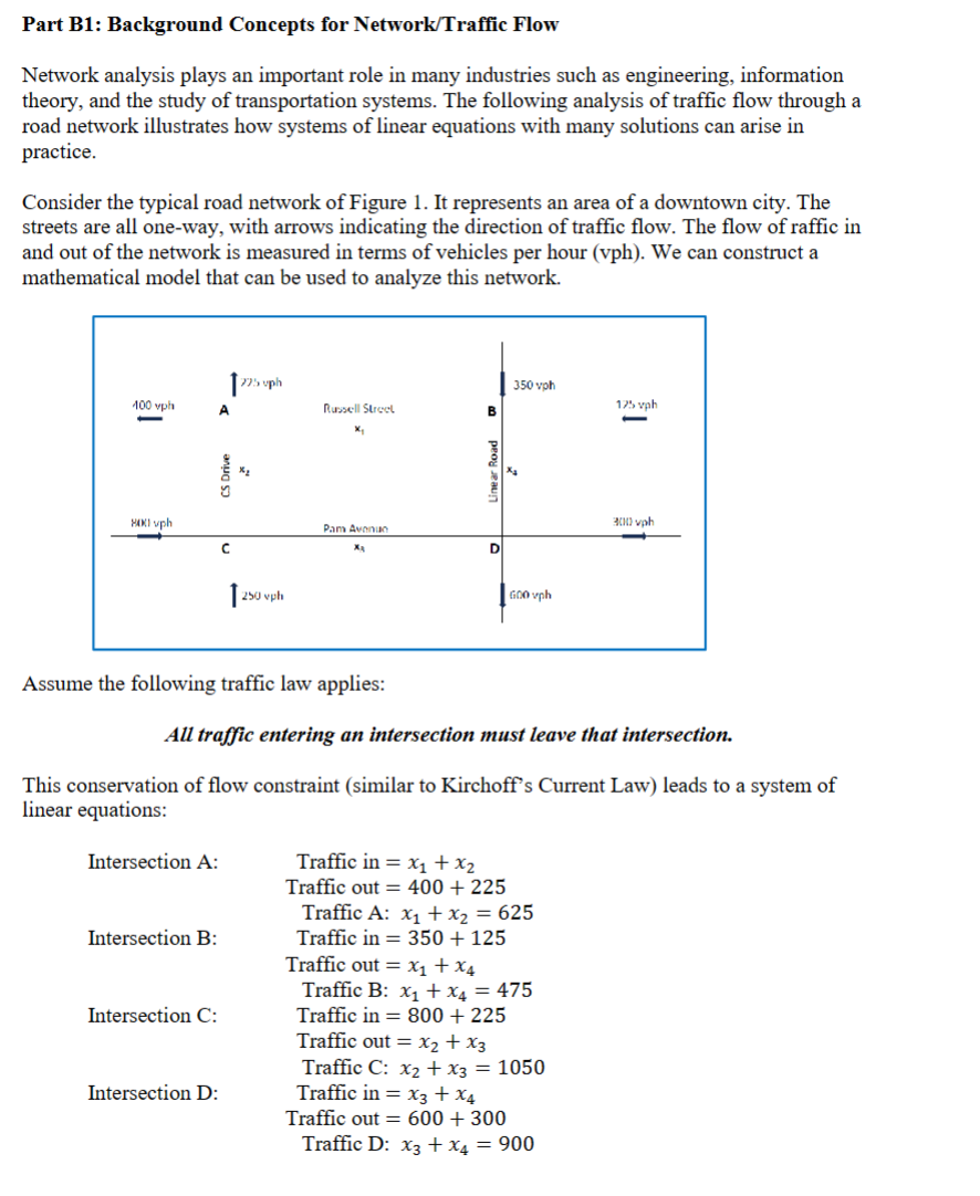Solved Part B1: Background Concepts for Network/Traffic Flow | Chegg.com