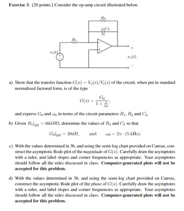 Solved Exercise 3. [20 points.] Consider the op-amp circuit | Chegg.com