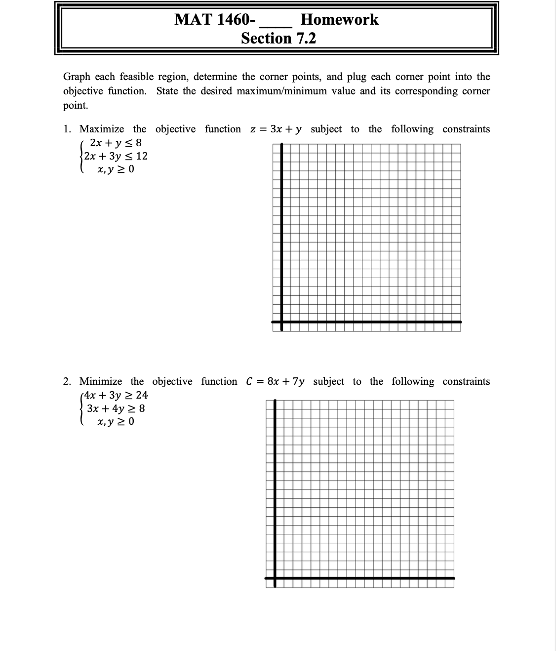 Homeworkgraph Each Feasible Region Determine The