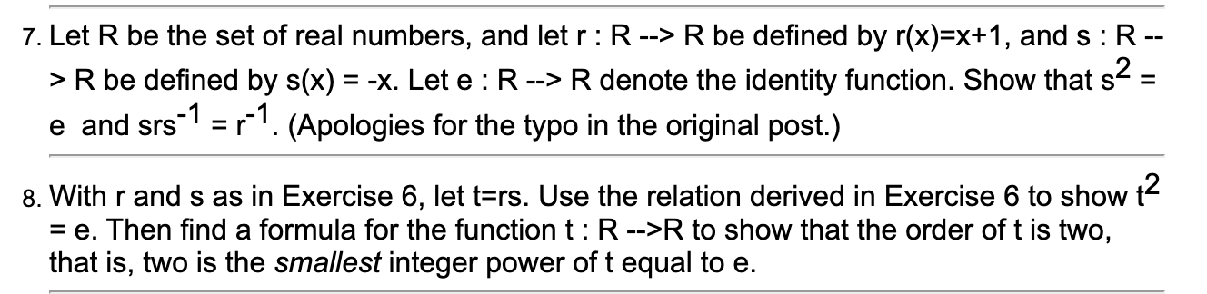 Solved = 7. Let R be the set of real numbers, and let r: R | Chegg.com