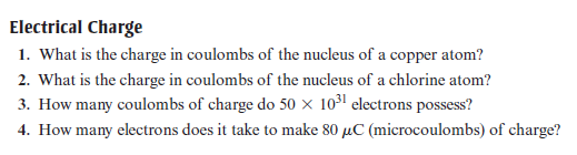 Solved Electrical Charge 1. What is the charge in coulombs | Chegg.com