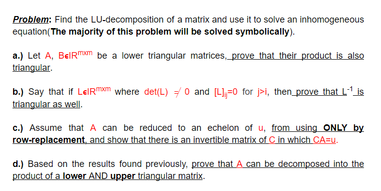 Solved Linear Algebra(Only need part C and D) Please show | Chegg.com