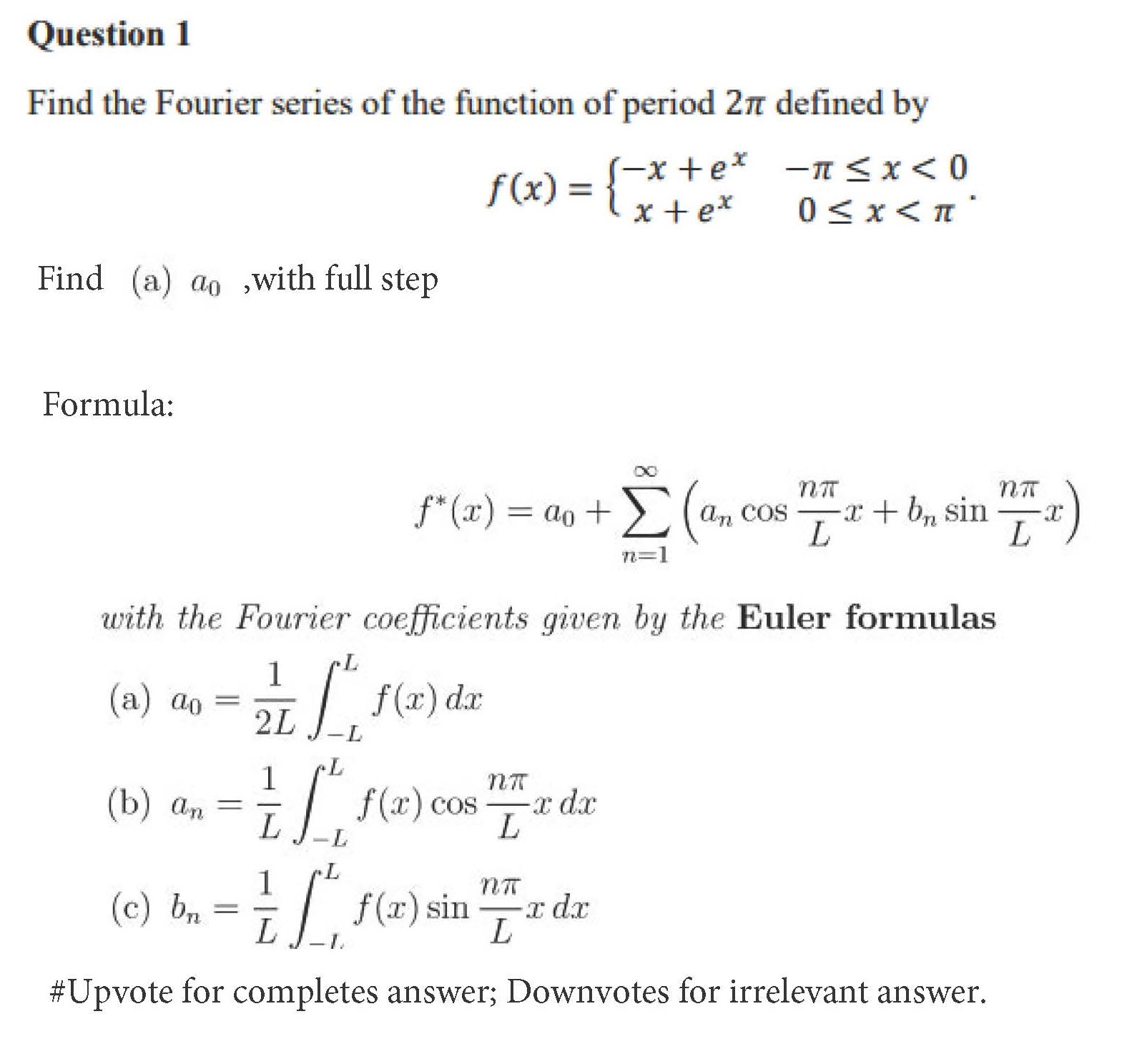 Solved Find the Fourier series of the function of period \\( | Chegg.com