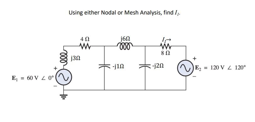Solved Using either Nodal or Mesh Analysis, find I). 4 Ω M | Chegg.com