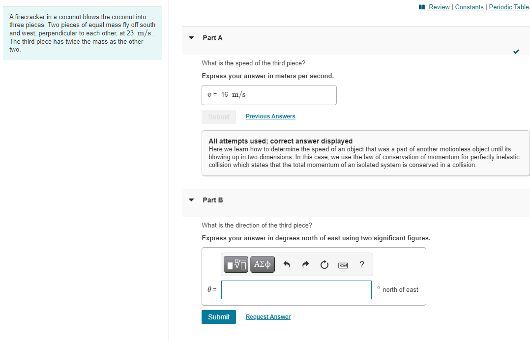 Solved I Review Constants Periodic Table A firecracker in a | Chegg.com