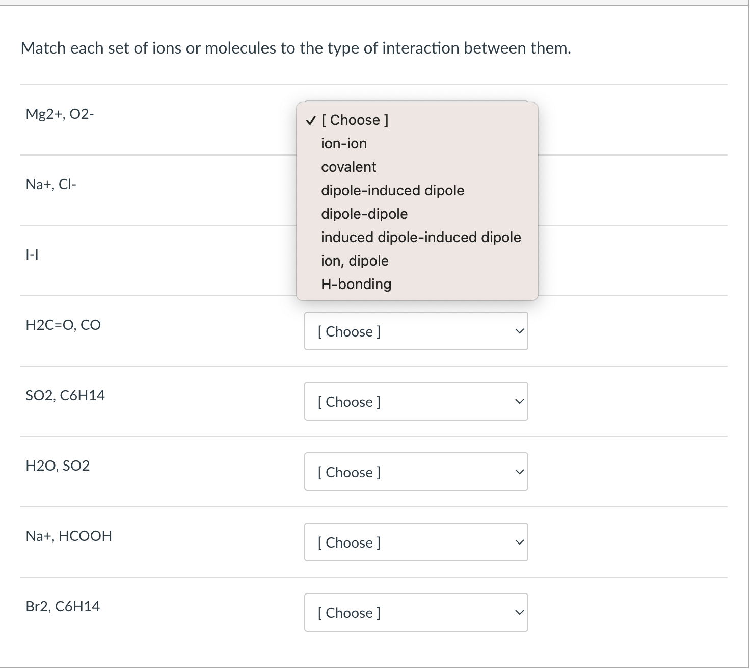Solved Match each set of ions or molecules to the type of | Chegg.com