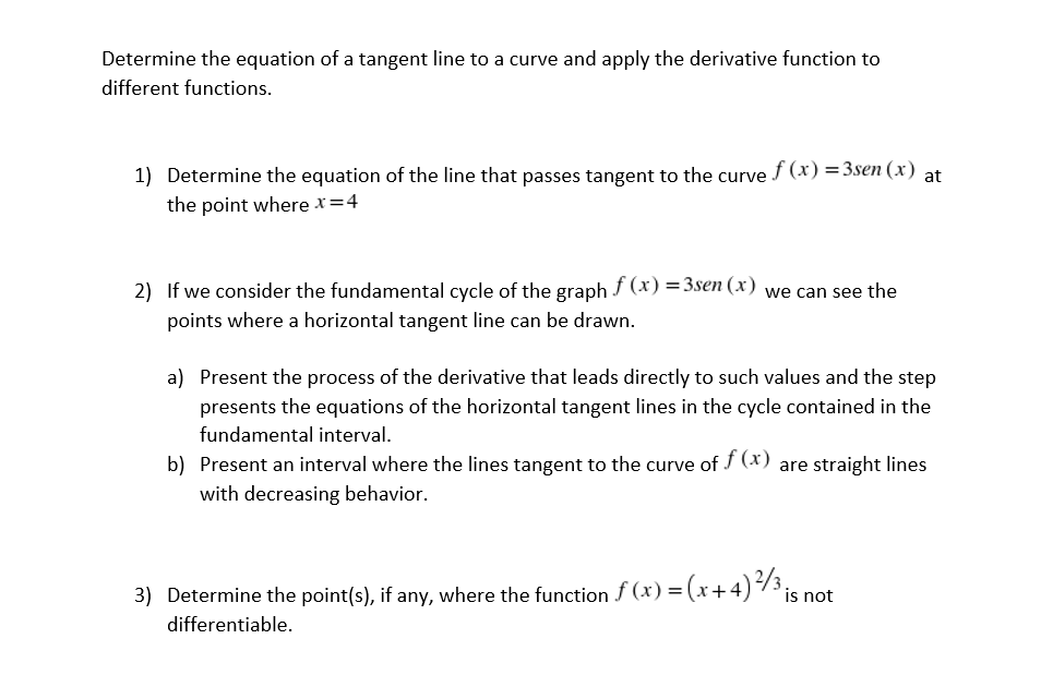 Solved Determine the equation of a tangent line to a curve | Chegg.com