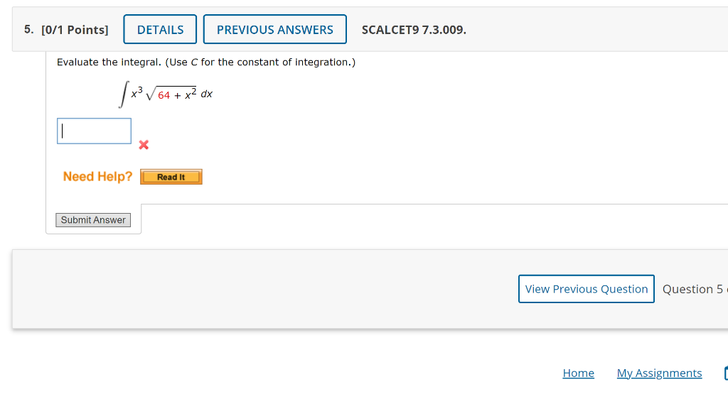 Solved 5. [0/1 Points] DETAILS PREVIOUS ANSWERS SCALCET9 | Chegg.com