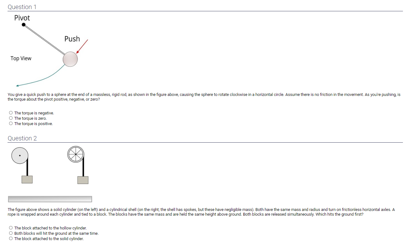 Solved Question 1 Pivot Push Top View You give a quick push | Chegg.com
