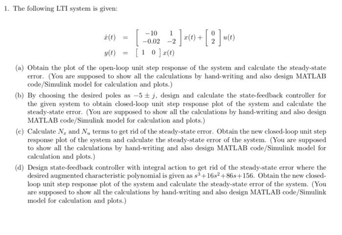 Solved The following LTI system is | Chegg.com