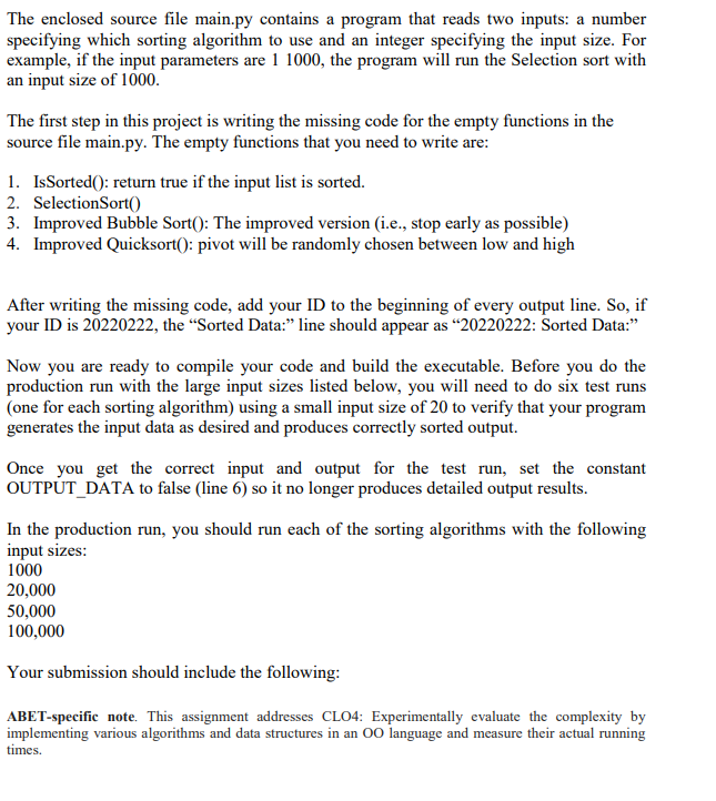 Solved The enclosed source file main.py contains a program | Chegg.com