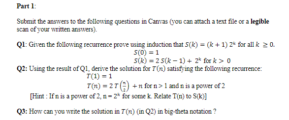 Solved Part 1: Submit the answers to the following questions | Chegg.com