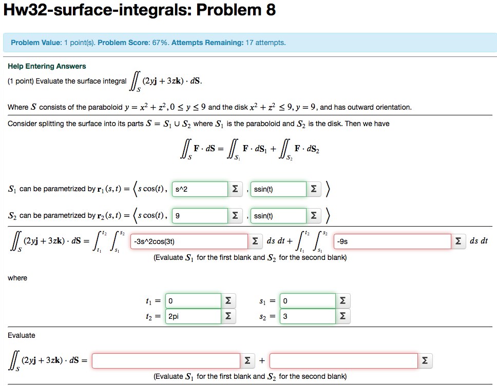 Solved Hw32-surface-integrals: Problem 8 Problem Value: 1 | Chegg.com