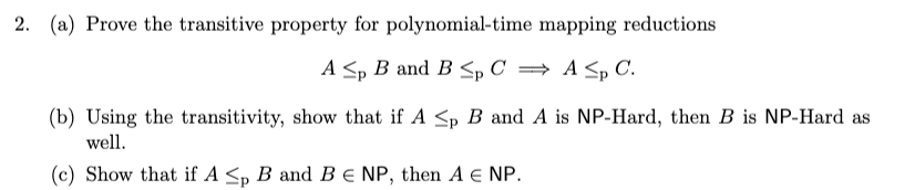 Solved 2. (a) Prove the transitive property for | Chegg.com