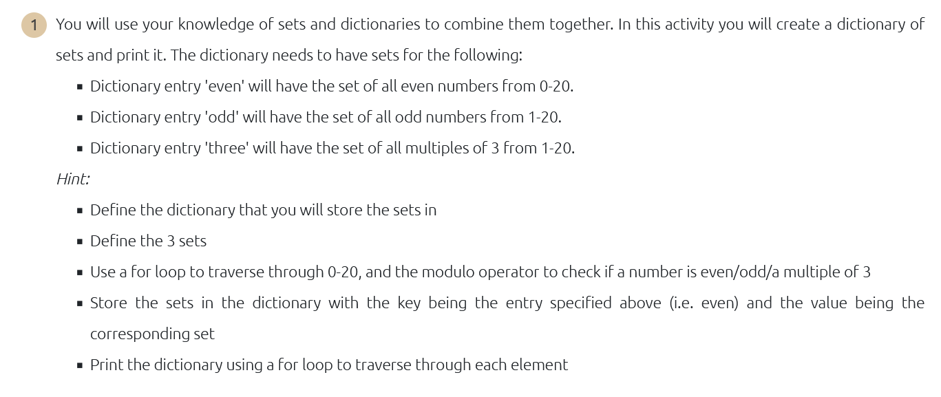 Solved You Will Use Your Knowledge Of Sets And Dictionaries