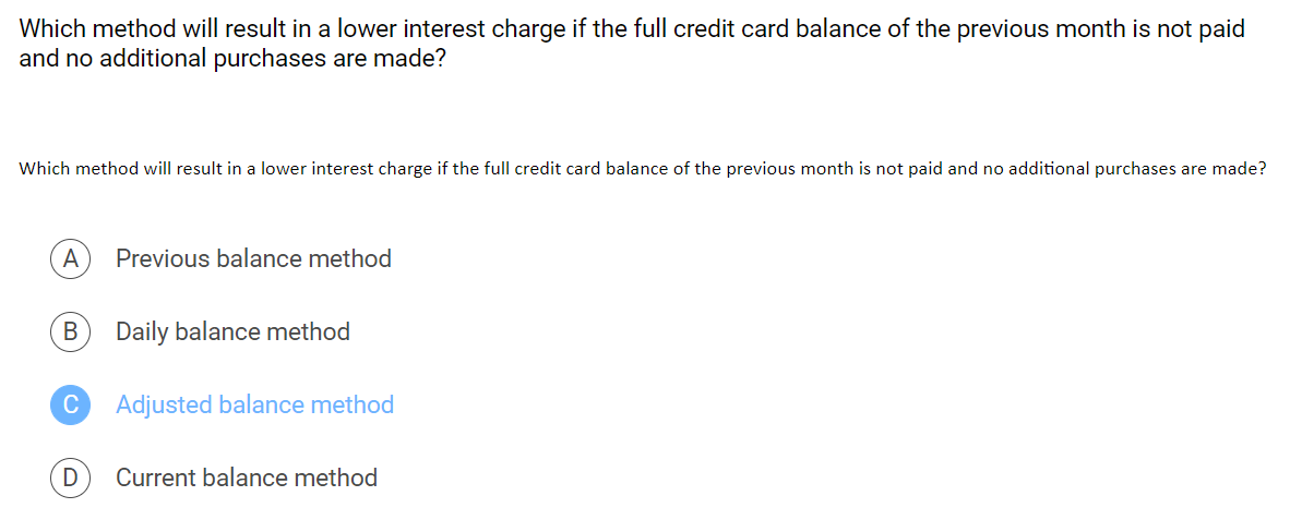 Solved Which method will result in a lower interest charge | Chegg.com
