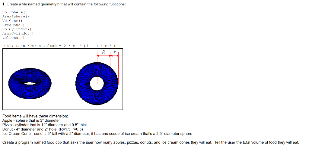 Solved 1. Create a file named geometry.h that will contain | Chegg.com