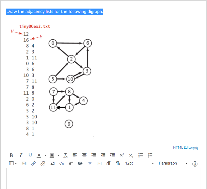 Solved Draw the adjacency lists for the following digraph. 2 | Chegg.com