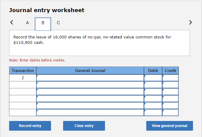 Solved Journal entry worksheet Record the issue of 16,000 | Chegg.com