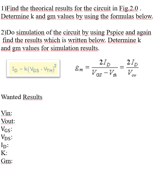 1)Find the theorical results for the circuit in Fig. | Chegg.com
