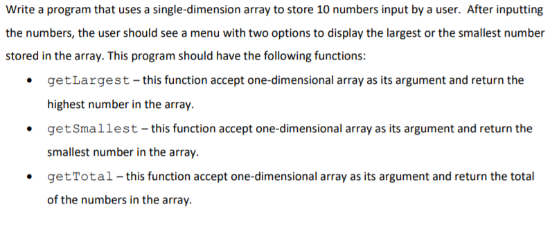 Solved Write a program that uses a single-dimension array to | Chegg.com