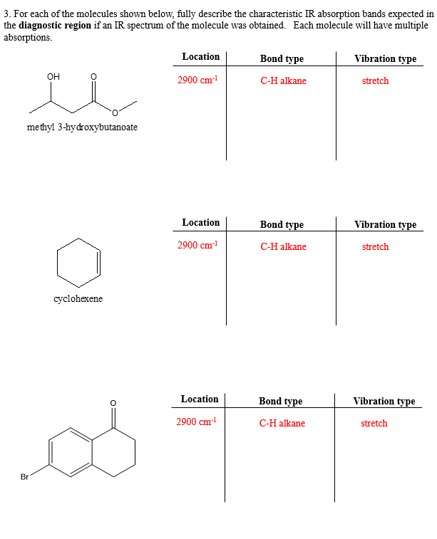 Solved 3. For each of the molecules shown below, fully | Chegg.com