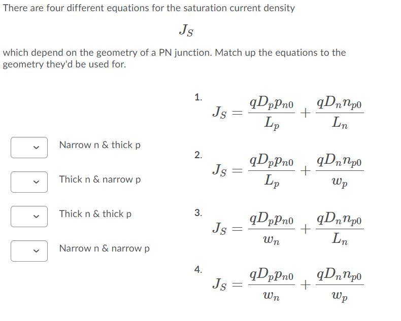 Solved There are four different equations for the saturation | Chegg.com