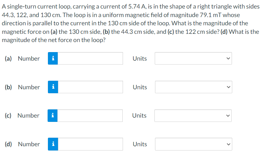 Solved A single-turn current loop, carrying a current of | Chegg.com