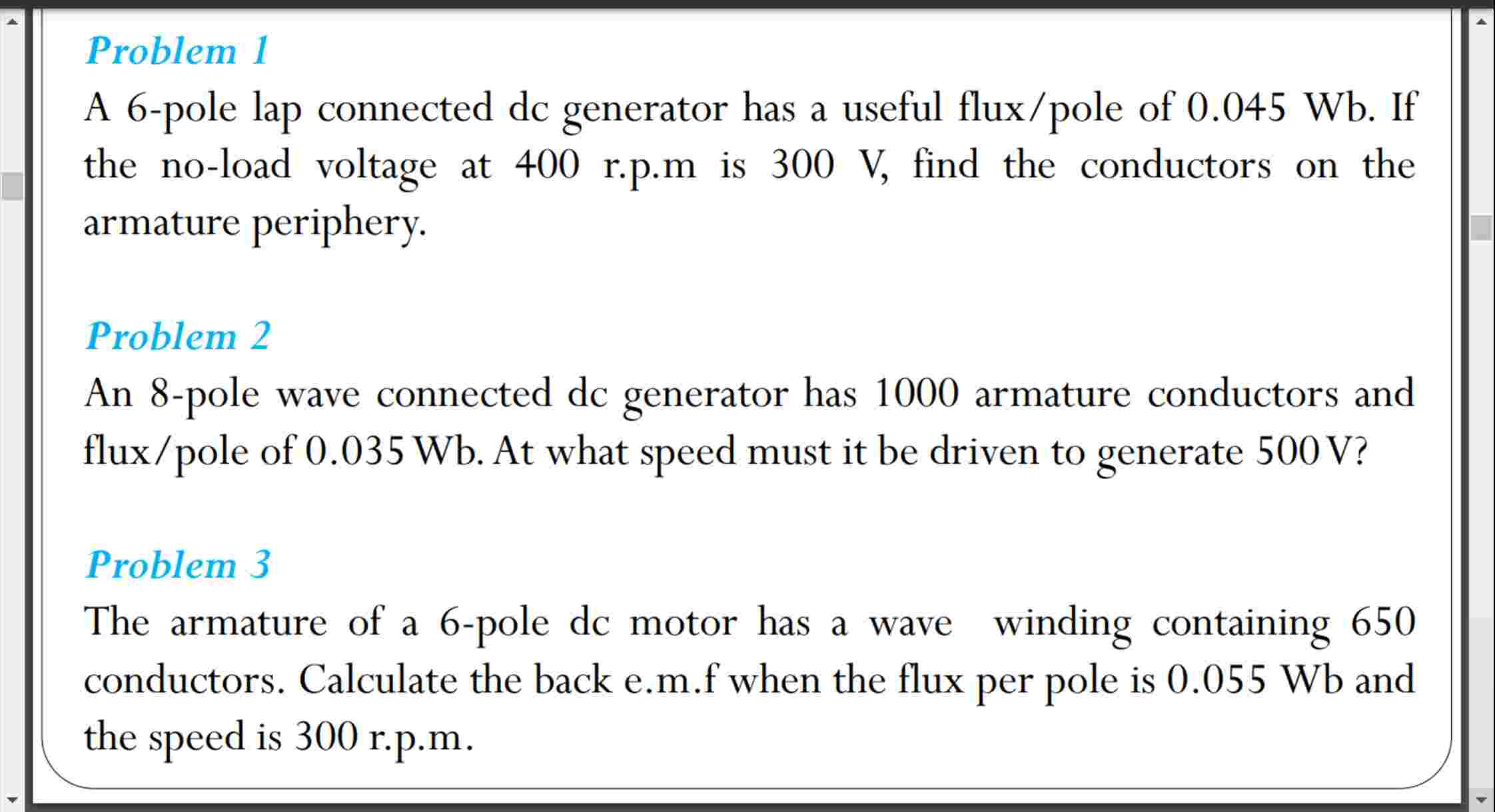 Solved Problem 1 ﻿A 6-pole lap connected dc generator has a | Chegg.com