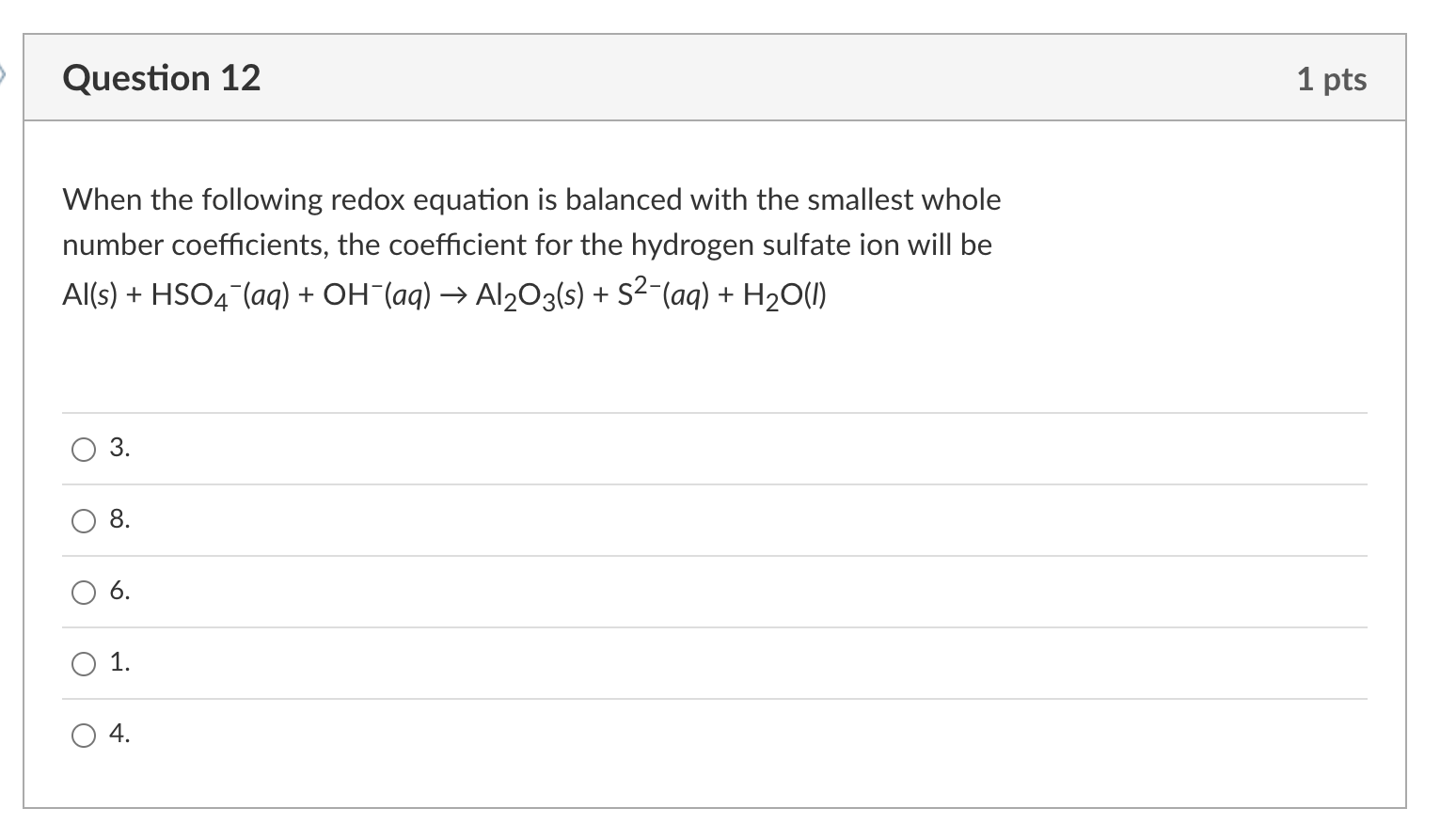 Solved When the following redox equation is balanced with | Chegg.com