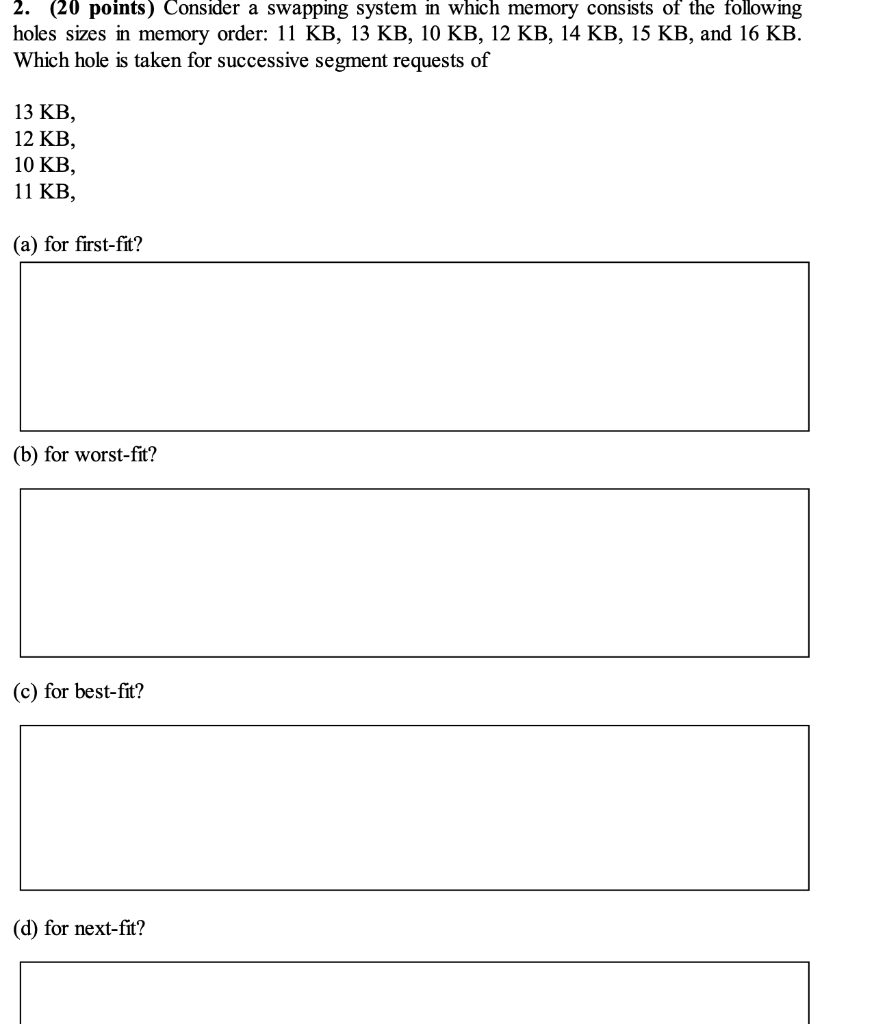 Solved 2. (20 points) Consider a swapping system in which | Chegg.com