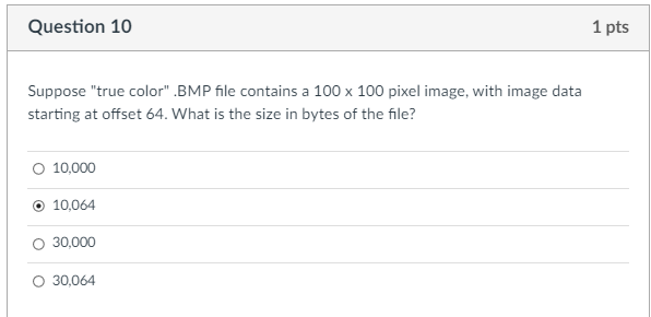 Solved Question 9 1 pts Why did we choose to process.BMP | Chegg.com