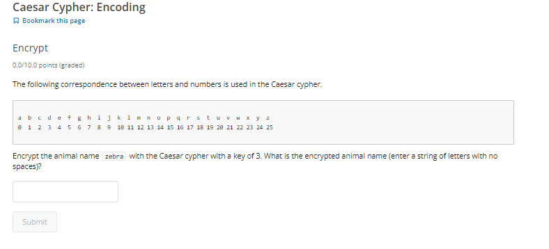 Solved Caesar Cypher Encoding A Bookmark This Page Encrypt
