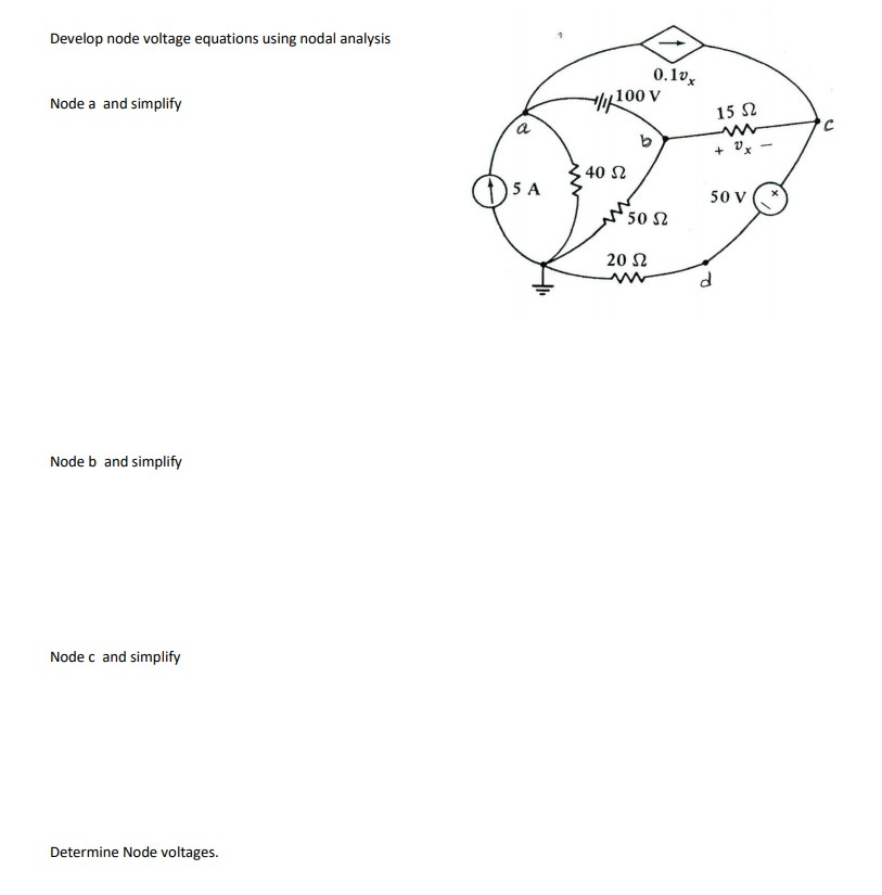 Solved Develop node voltage equations using nodal analysis | Chegg.com