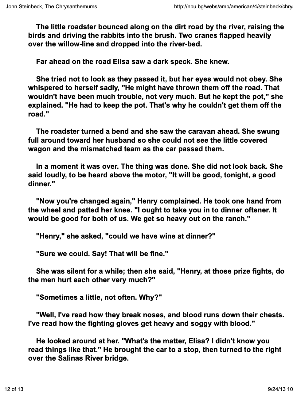 Solved John Steinbeck The Chrysanthemums The high | Chegg.com