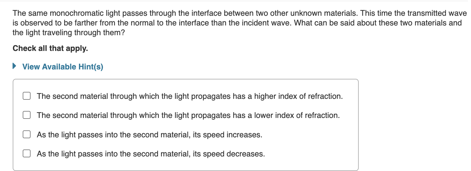 Solved The same monochromatic light passes through the | Chegg.com