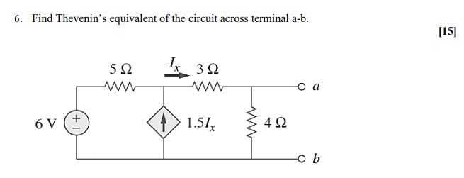 Solved 6. Find Thevenin's equivalent of the circuit across | Chegg.com