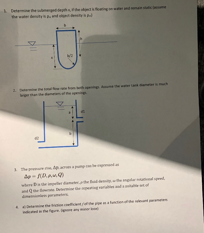 Solved 1. Determine the submerged depth x, if the object is | Chegg.com