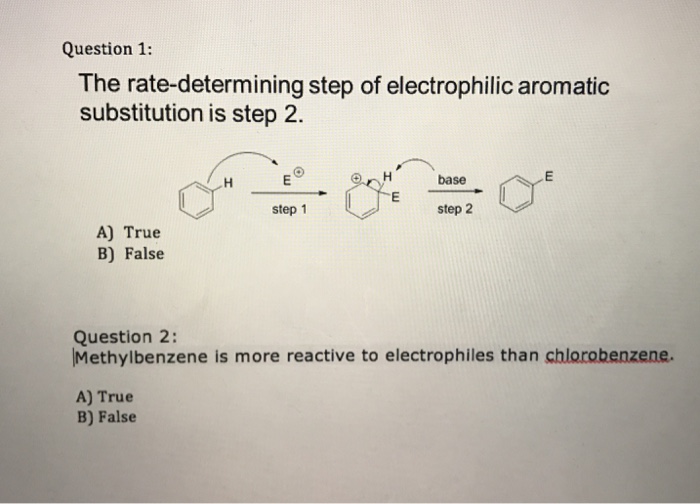 Solved The rate-determining step of electrophilic aromatic | Chegg.com