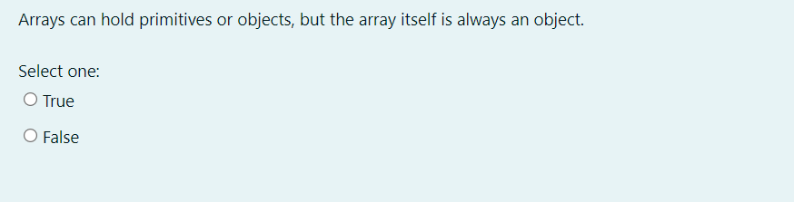 Solved Arrays Can Hold Primitives Or Objects But The Array 8461