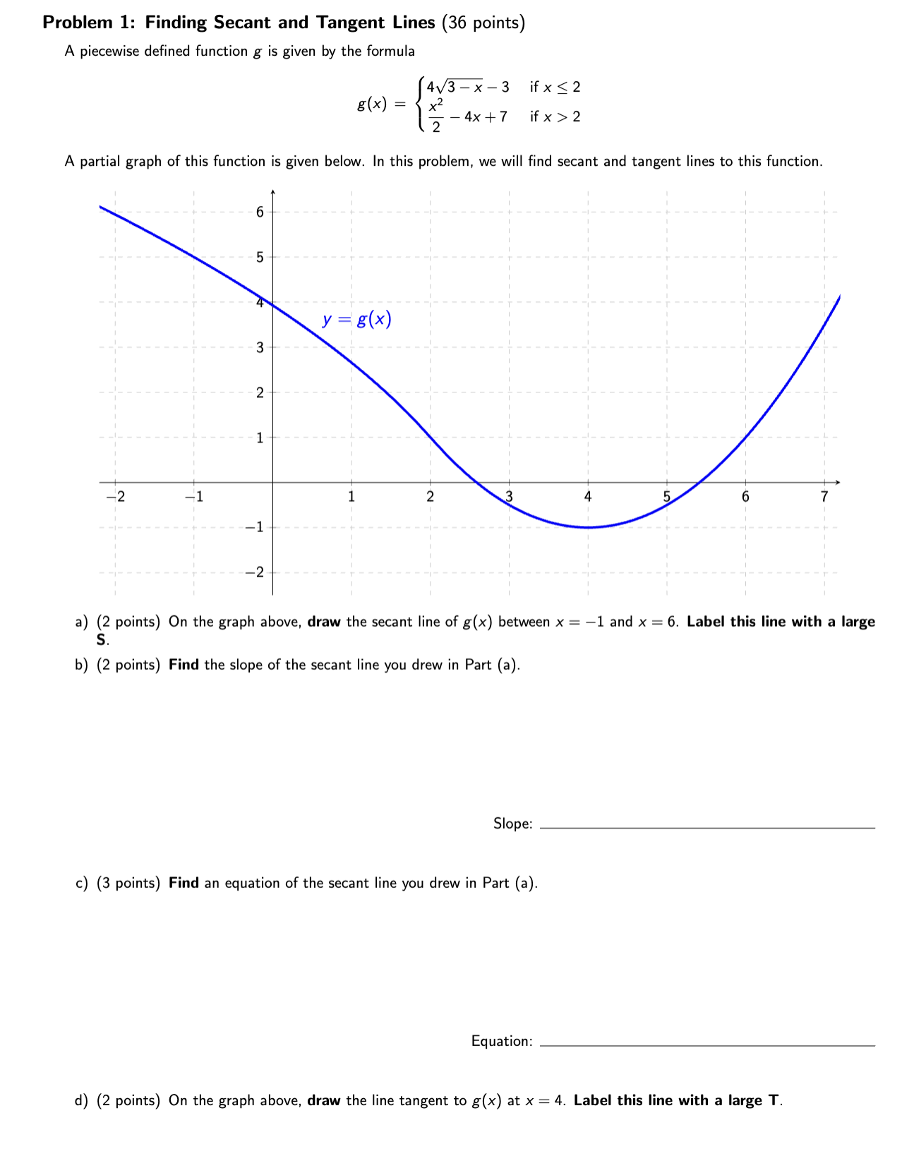 Solved Problem 1: Finding Secant and Tangent Lines (36 | Chegg.com