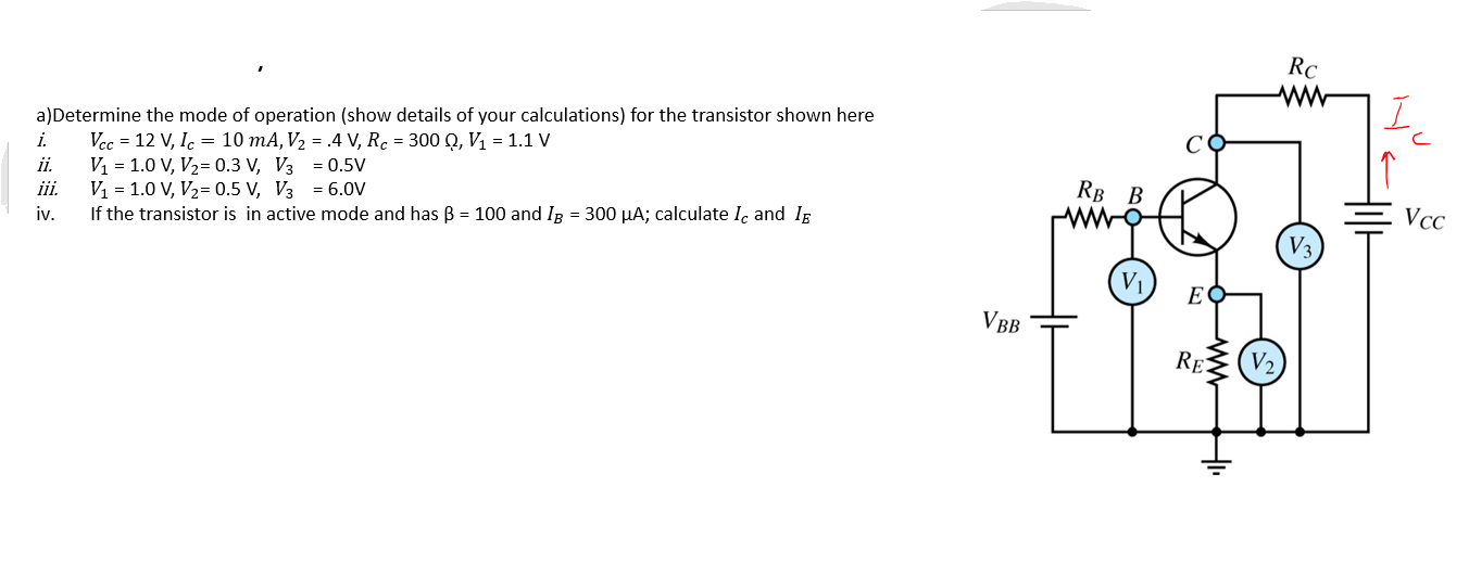 Solved Rc a)Determine the mode of operation (show details of | Chegg.com