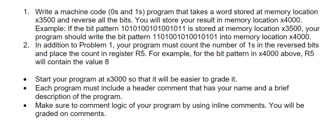 Solved 1. Write a machine code (0s and 1 s ) program that | Chegg.com