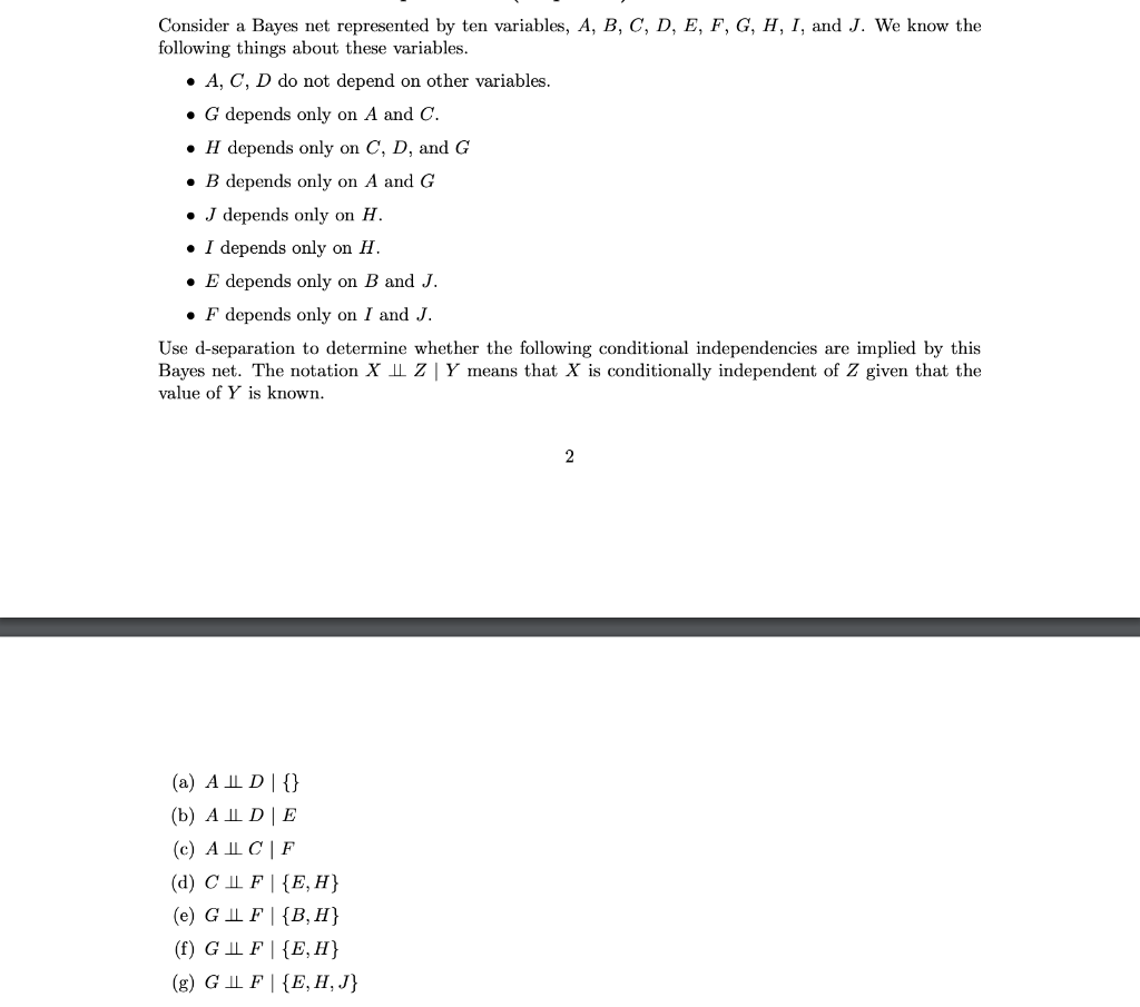 Solved Consider a Bayes net represented by ten variables, | Chegg.com