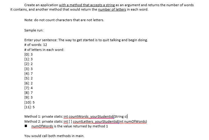 Create an application with a method that accepts a | Chegg.com