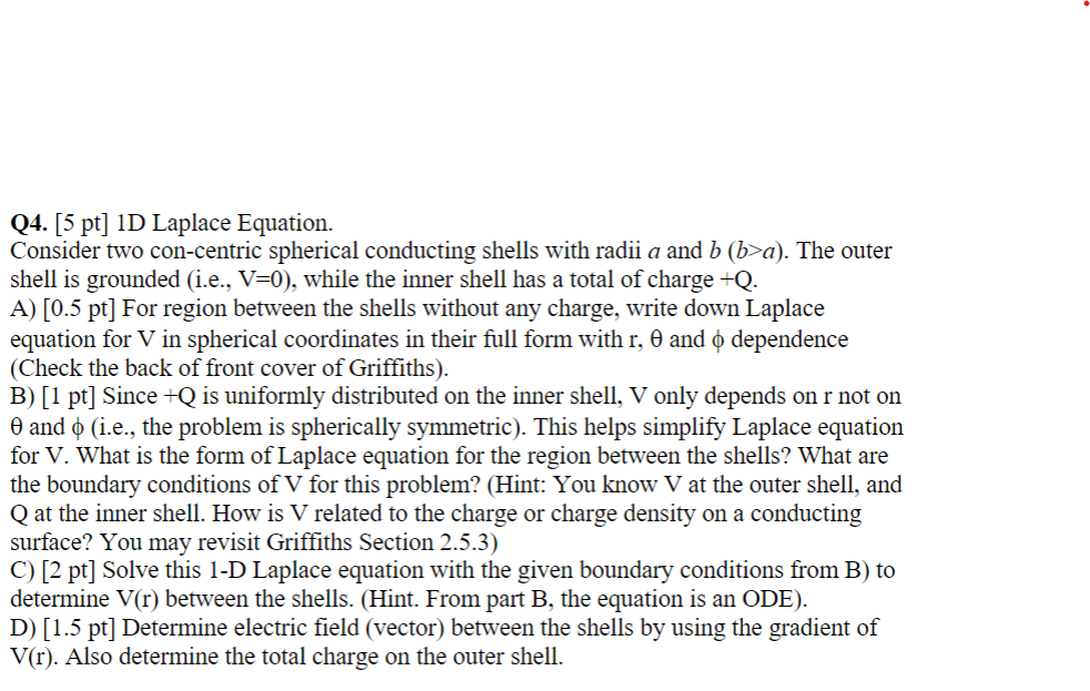 Solved Q4. [5 pt] 1D Laplace Equation. Consider two | Chegg.com