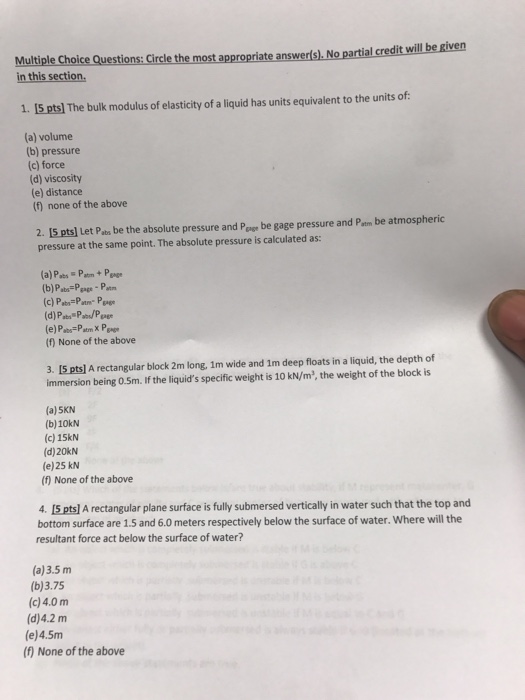Solved The bulk modulus of elasticity of a liquid has units | Chegg.com