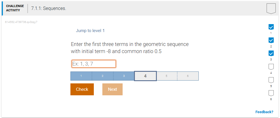 Solved Jump to ﻿level 1Enter the first three terms in ﻿the | Chegg.com